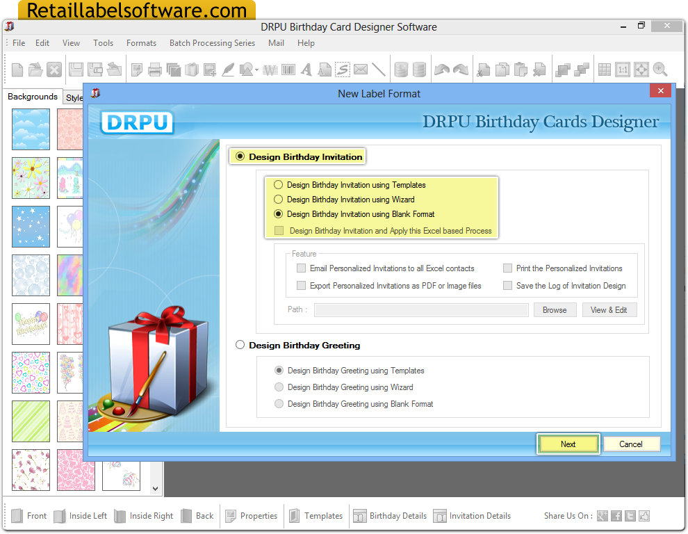 Birthday card maker software screenshot - RetailLabelSoftware