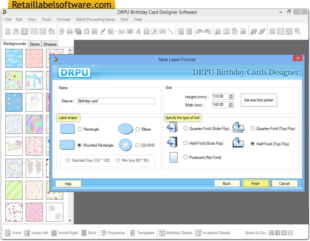 Birthday card maker software screenshot - RetailLabelSoftware