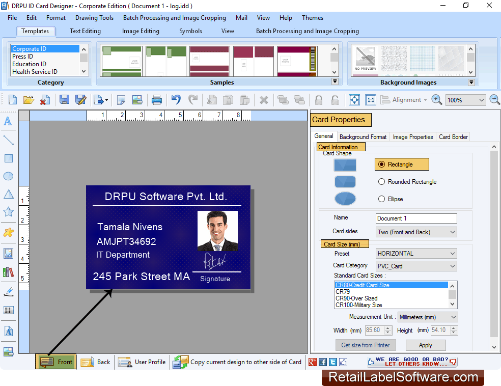ID Card Maker - Corporate Edition creates ID cards along with photo ...