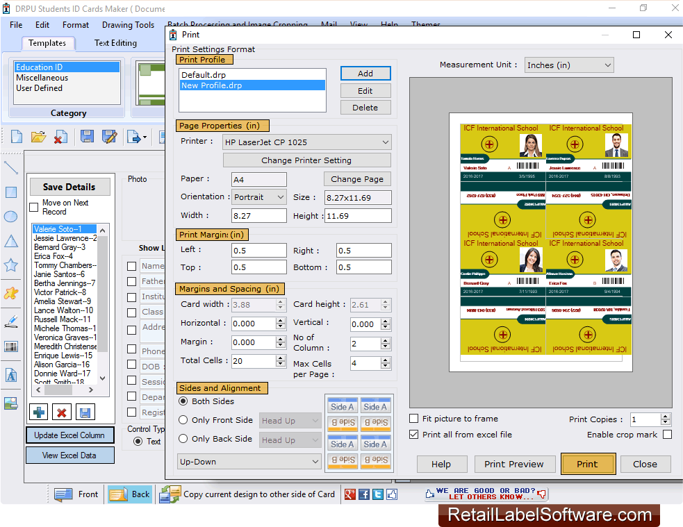Student ID Card Maker Software Screenshots display student ID card ...
