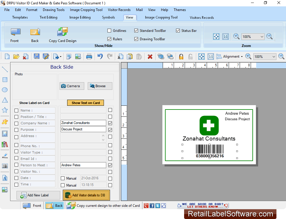 Gate Pass Maker Software Screenshots of how to create visitor ID cards